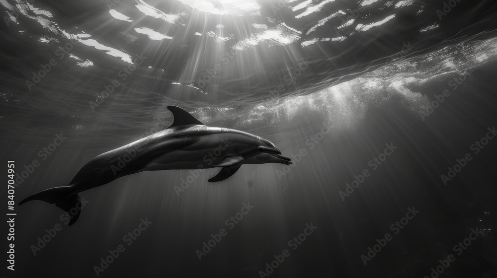 An underwater photographer capturing the elegance of a dolphin swimming ...