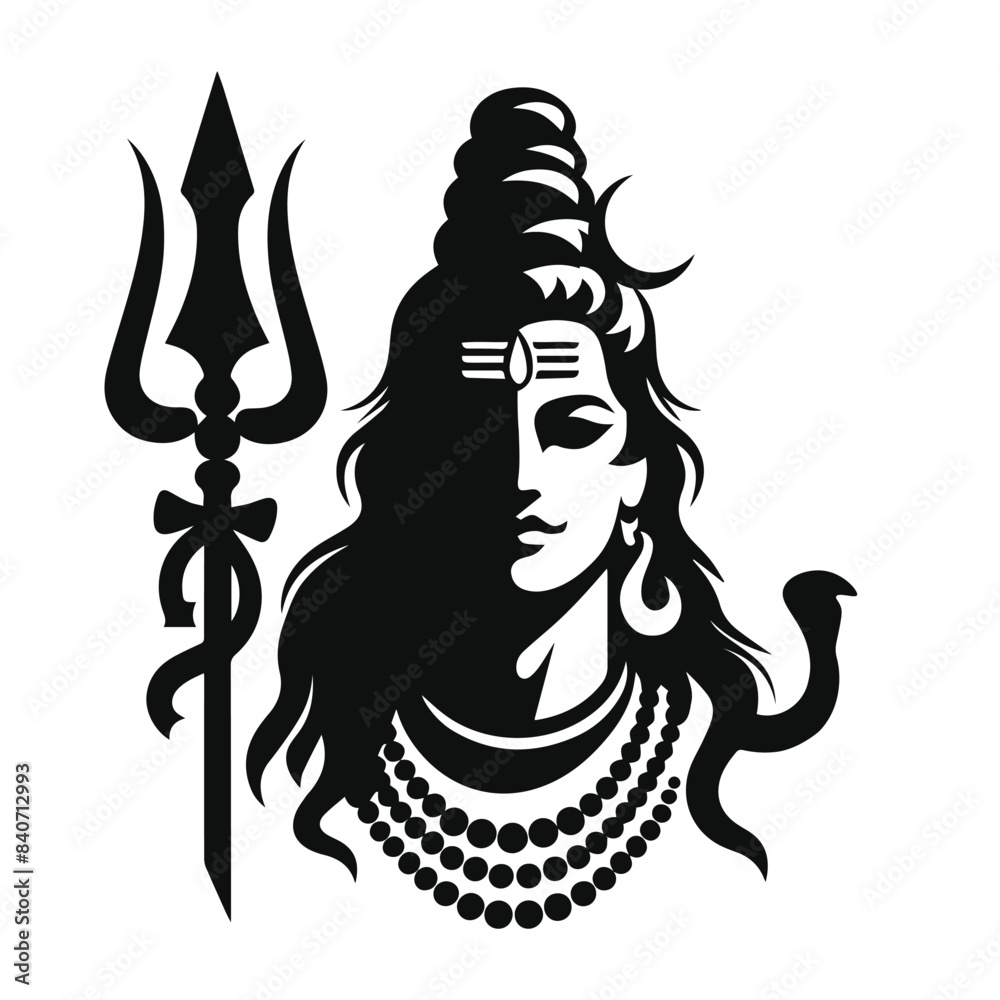 Vetor de shiva har har mahadev shankar tridev with trishul hindu lord ...