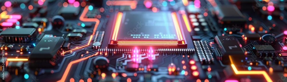 Molecular processors powering futuristic digital cpu, flat design ...