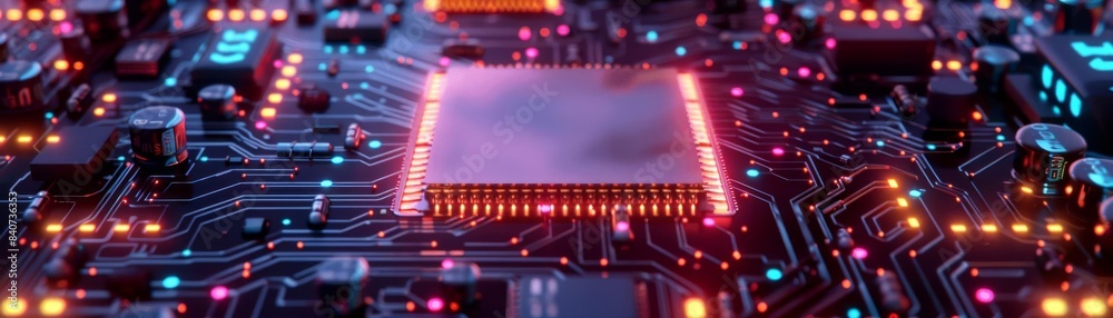 Molecular processors powering futuristic digital cpu, flat design ...