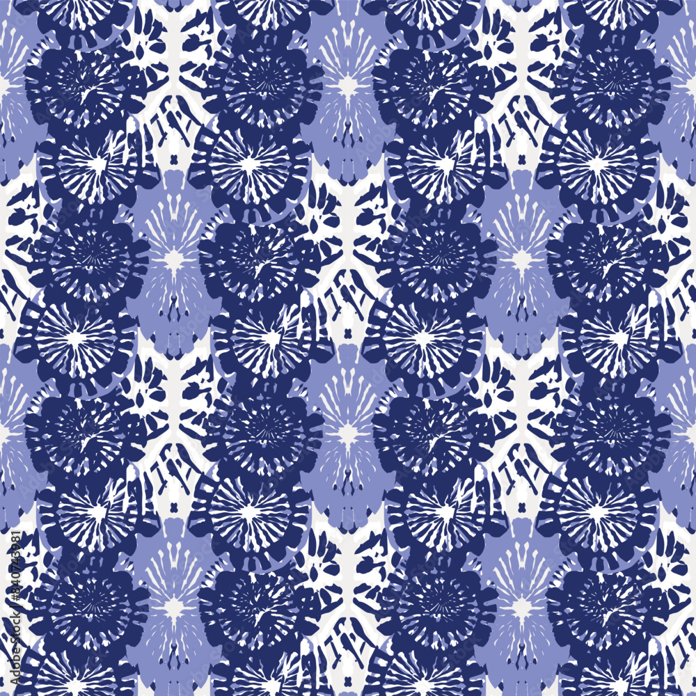 Indigo blue stitch effect abstract vector seamless pattern background ...