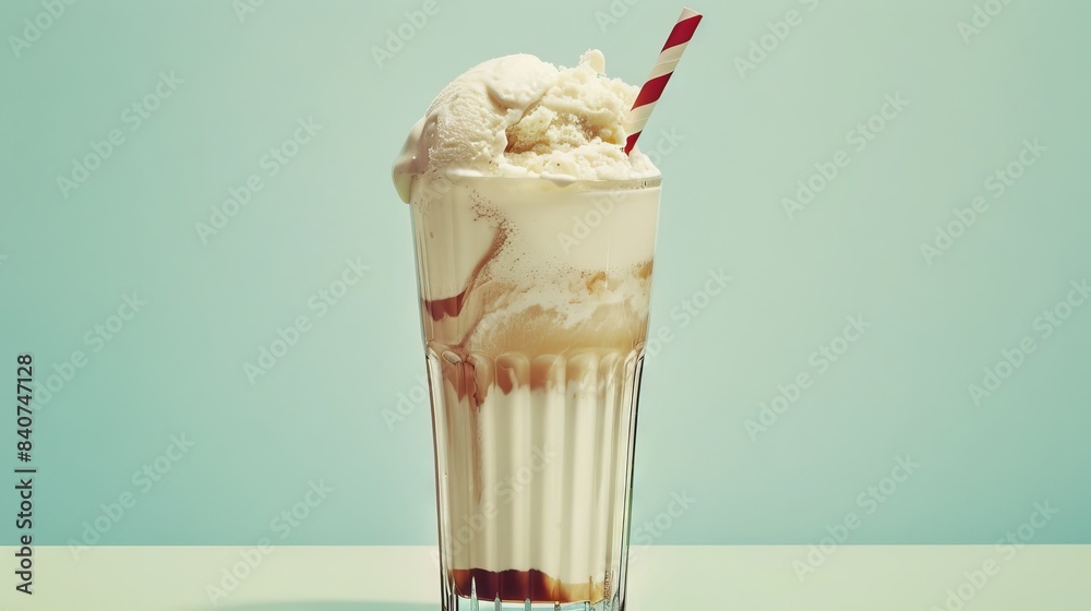 Coke Float, a vintage-style photograph. A tall glass filled with creamy ...