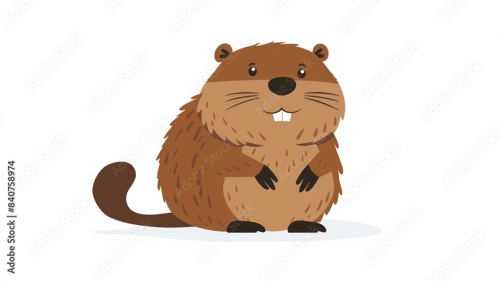 A delightful depiction of a brown beaver designed as a cartoon ...