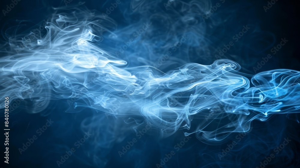 A close-up of a blue smoke texture against a black backdrop, with the ...