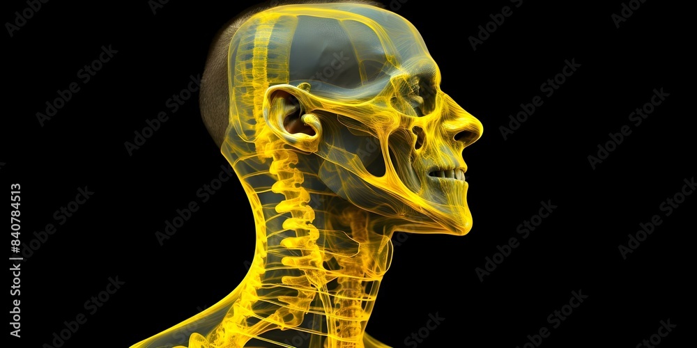 MRI Image of Human Neck Joint with Bones and Ligaments Highlighted in ...