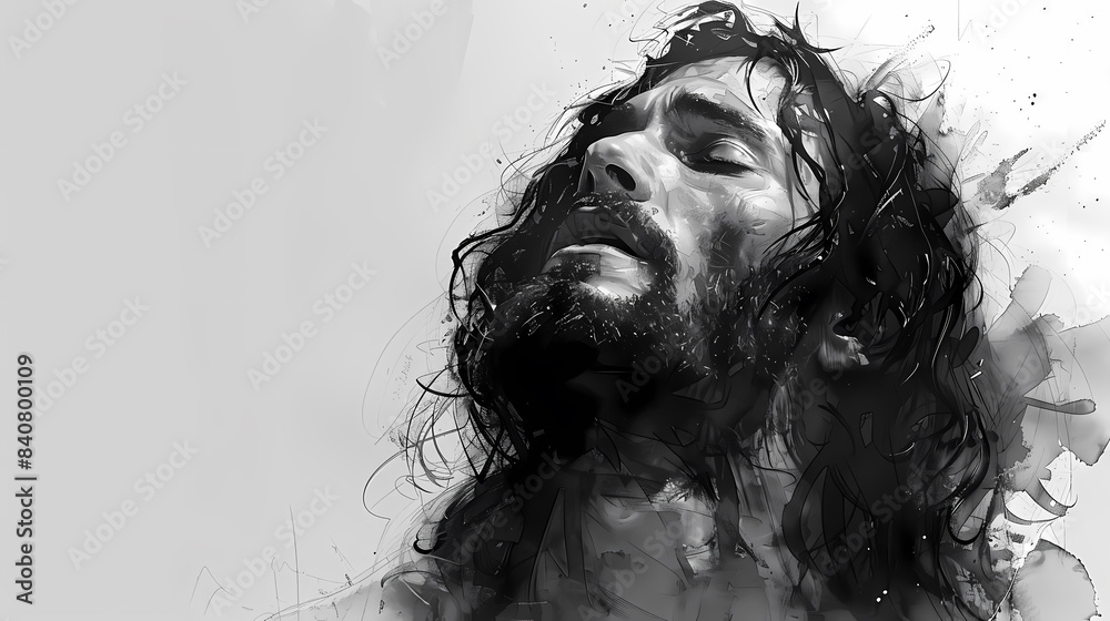 Sketch of Jesus Christ on white background Stock Illustration | Adobe Stock