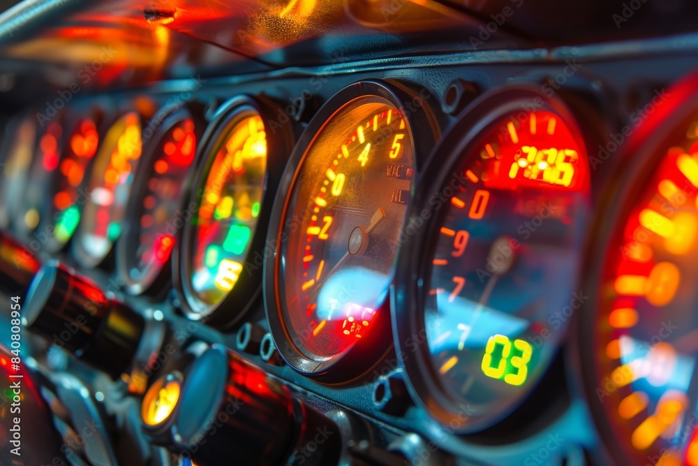 Car Dashboard Display with Warning Lights - Automotive Diagnostics and ...