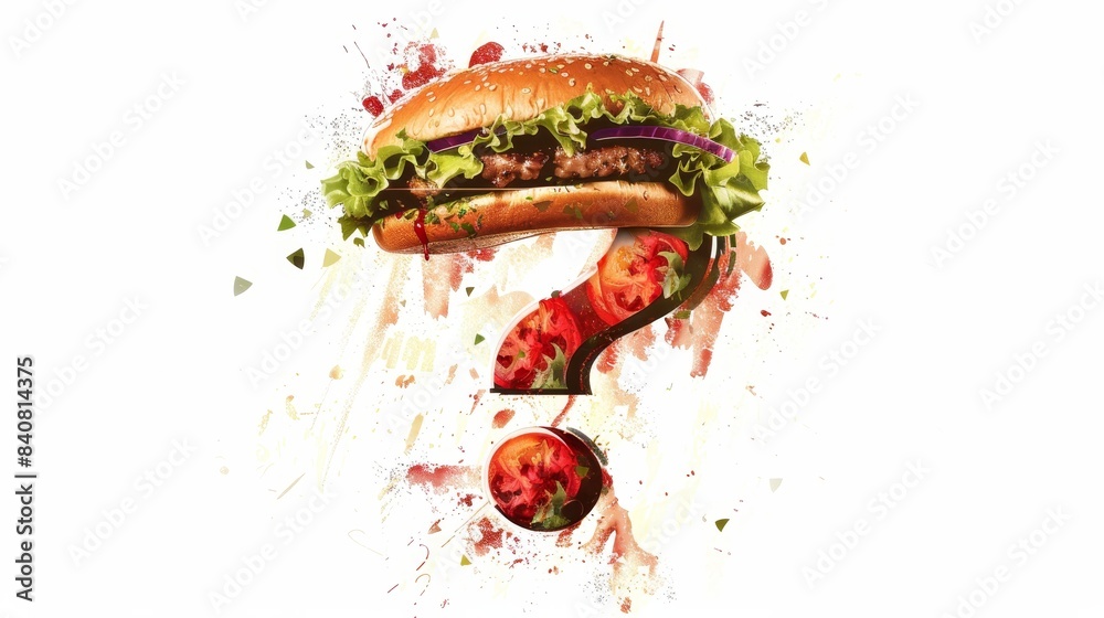 Hamburger designed to resemble a question mark, with the bun forming ...
