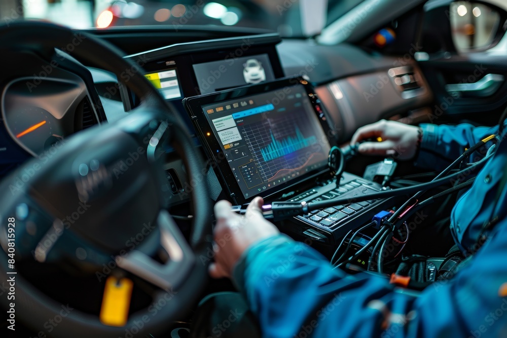Mechanic Using High-Tech Car Diagnostic Scanner for Vehicle System ...