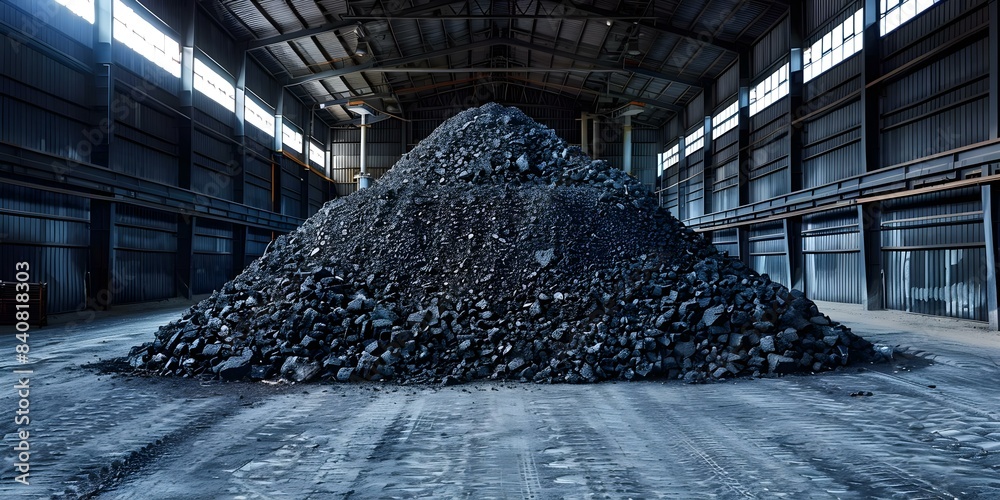 High Volume of Coal and Charcoal Stockpiled in Warehouse for Power ...
