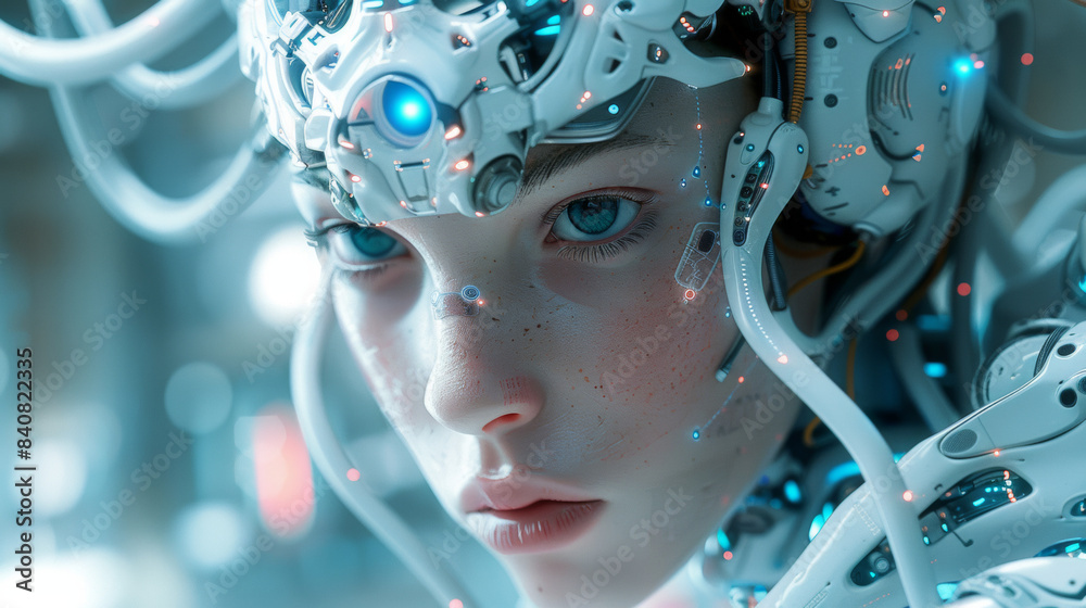 Hyper-realistic 3D portrait of a futuristic robot inspired by the ...