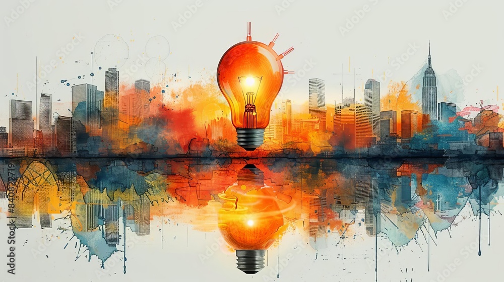 new business models flat design side view innovation theme water color ...