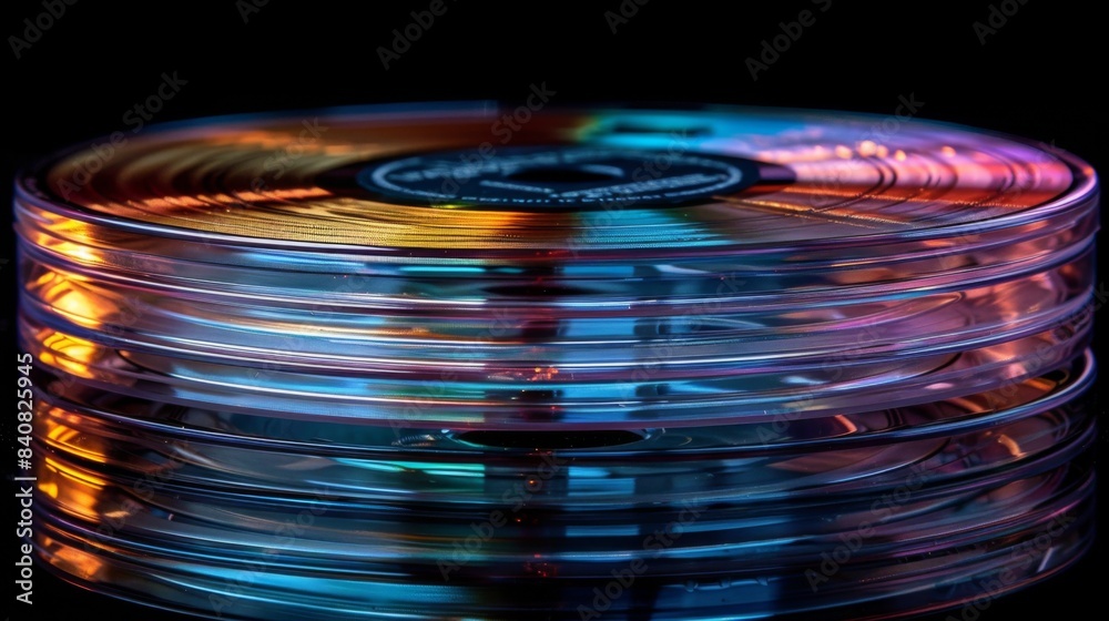 X-ray scan of a stack of CDs, revealing the layers and reflections ...