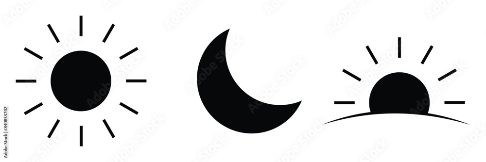 Day and night, dark and light modes. Screen modes icons set. Screen ...