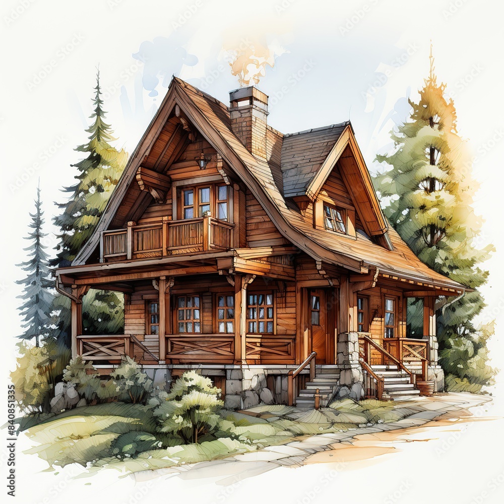 traditional house drawing Hand drawn illustration of traditional ...