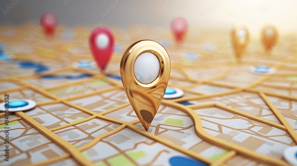 3D realistic location map pin GPS pointer markers, vector illustration ...