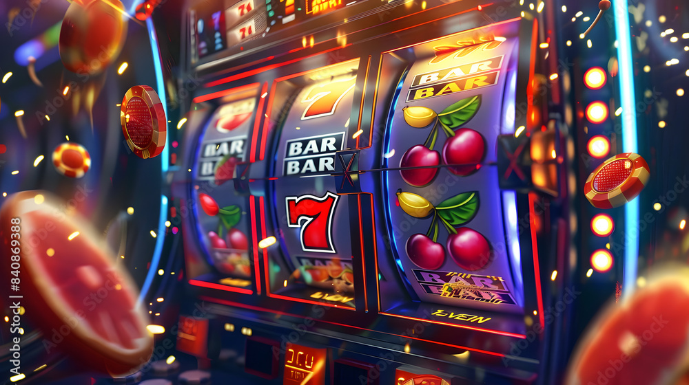 Modern illustration to represent casino slot machine spin machine ...