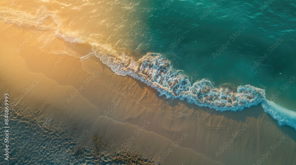 Beach and waves from top view. Turquoise water background from top view ...