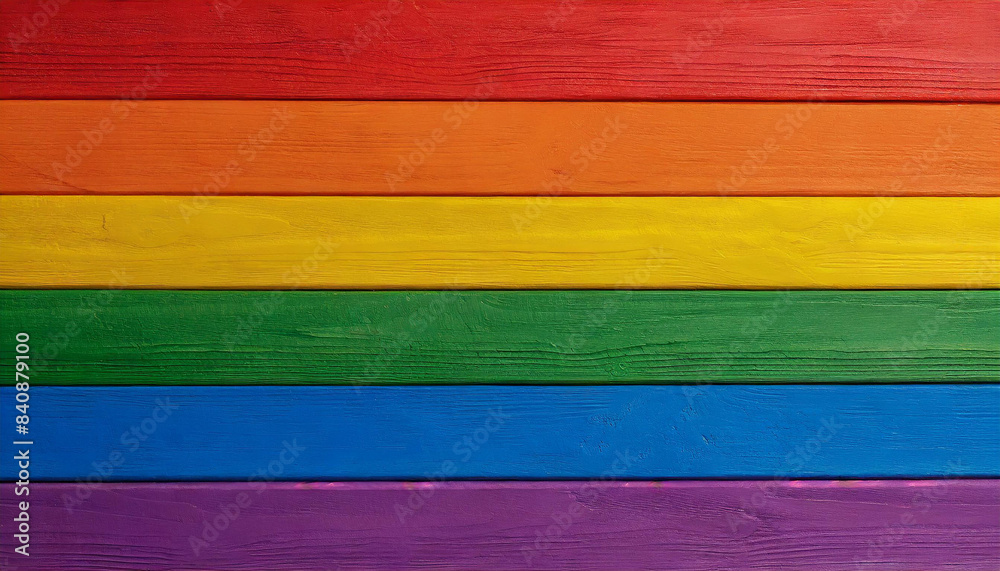 wooden boards painted in the colors of the lgbt flag, close-up ...