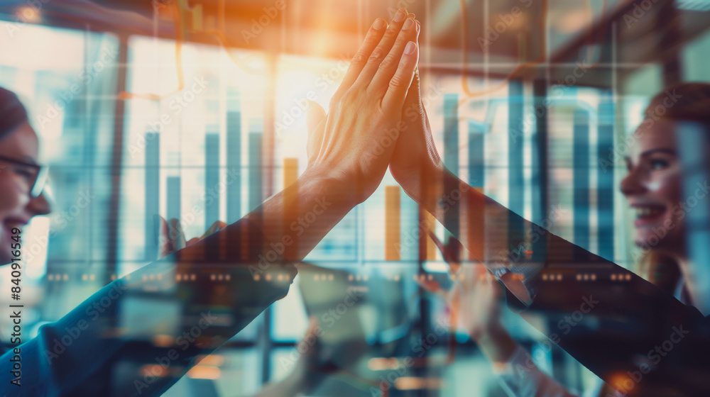 Professional business team Clapping hands to celebrate success in the ...