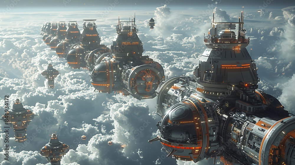 fleet of generation ships embarking on an epic journey to colonize a ...