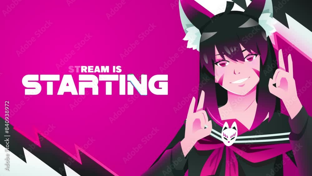 Streaming Overlay_Anime Character V2 Stock Video | Adobe Stock