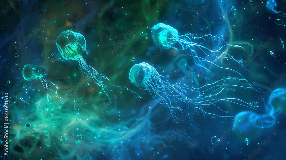 Giardia lamblia under a microscope. Protozoan parasite with multiple ...