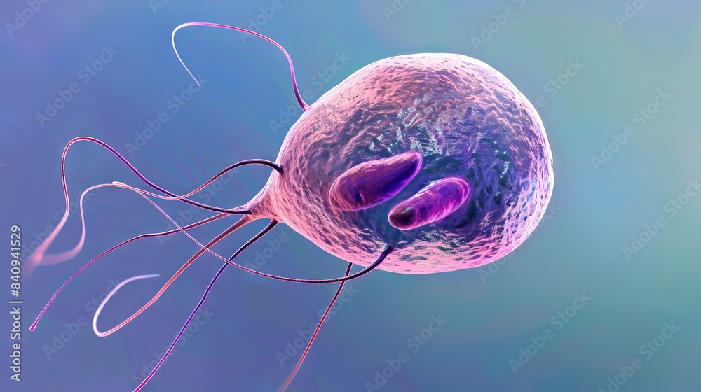 Microscopic view of Giardia lamblia. Single-cell protozoan with ...