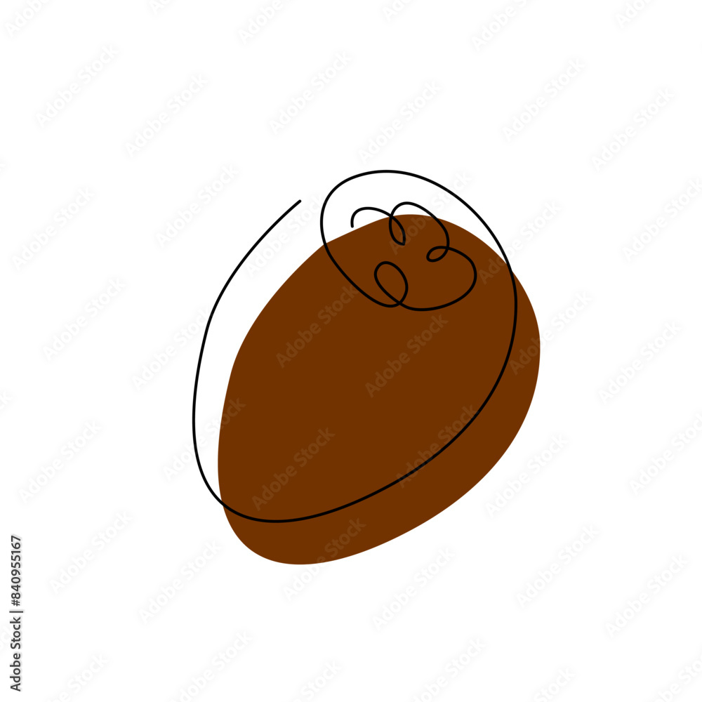 Coconut in one line art style isolated on white. Coco black contour ...