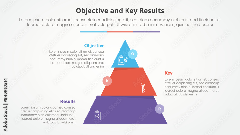 OKR objectives and key results framework infographic concept for slide ...