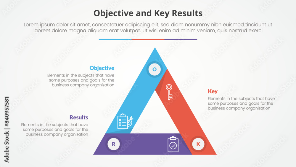 OKR objectives and key results framework infographic concept for slide ...