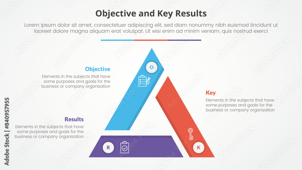 OKR objectives and key results framework infographic concept for slide ...