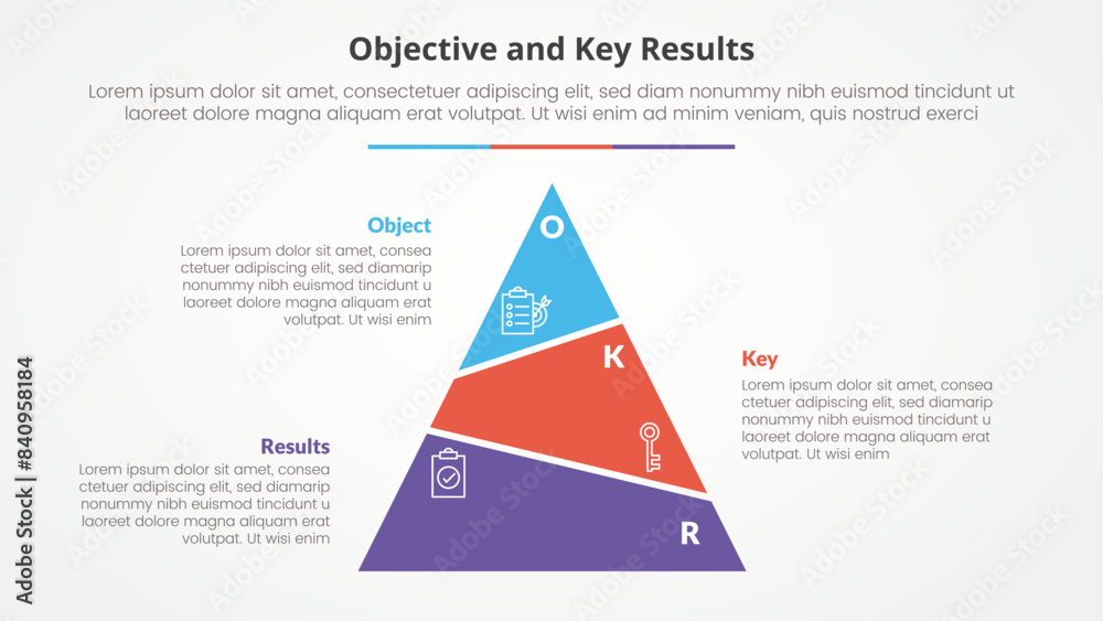 OKR objectives and key results framework infographic concept for slide ...