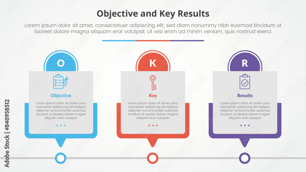 OKR objectives and key results framework infographic concept for slide ...