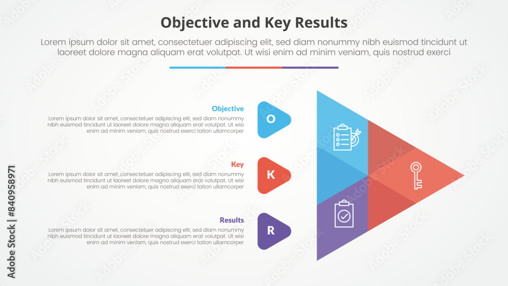 OKR objectives and key results framework infographic concept for slide ...