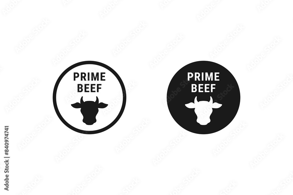 Prime beef stamp or label vector isolated in flat style. Best prime ...