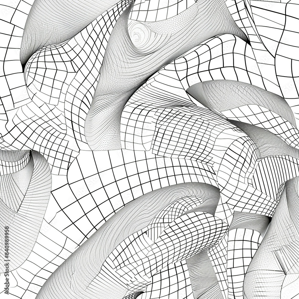 An abstract line drawing of a spiral staircase, with each step and ...