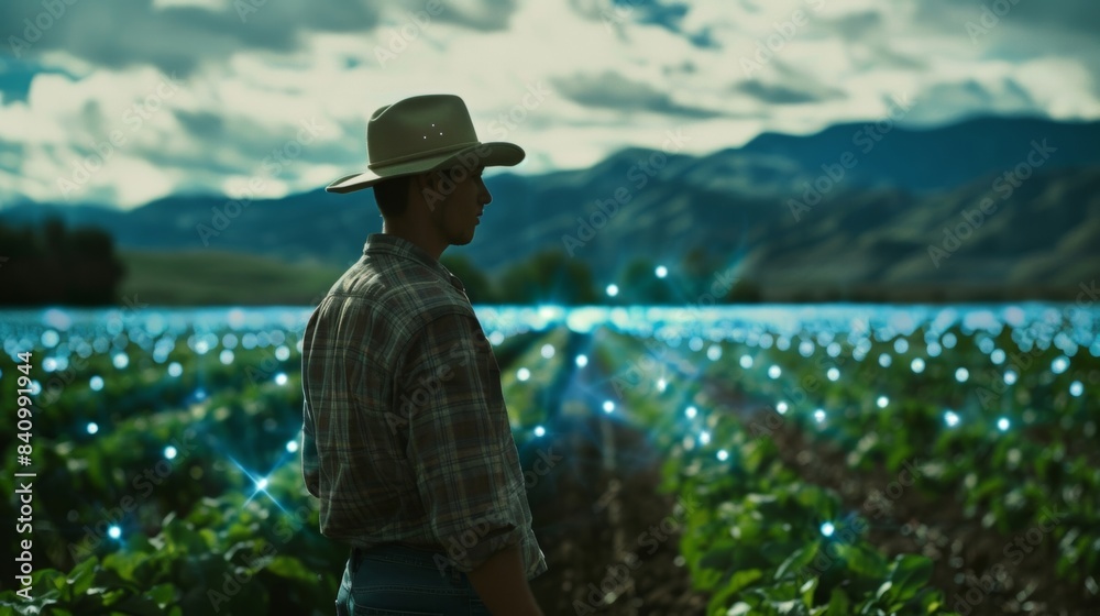A farmer utilizes geotagging technology to accurately track the ...
