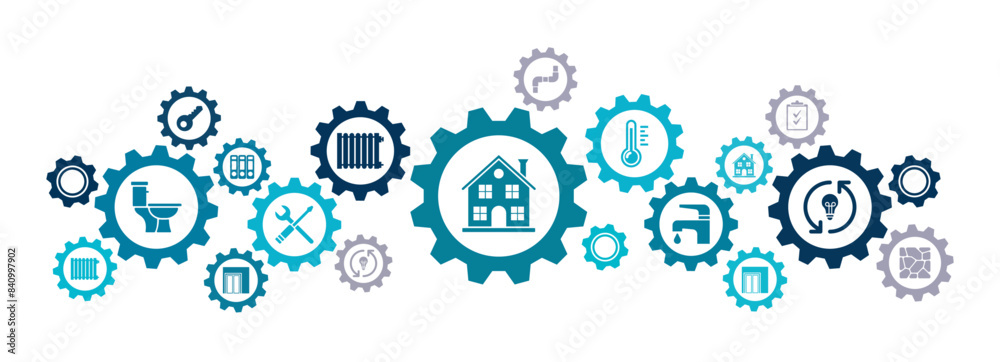 Facility management vector illustration. Concept with icons related to ...