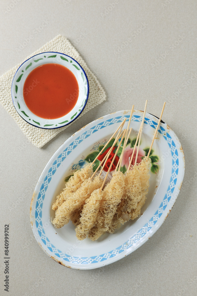 Cilor Aci Telor, Deep Fried Tapioca Balls Skewer Wrapped with Crispy ...
