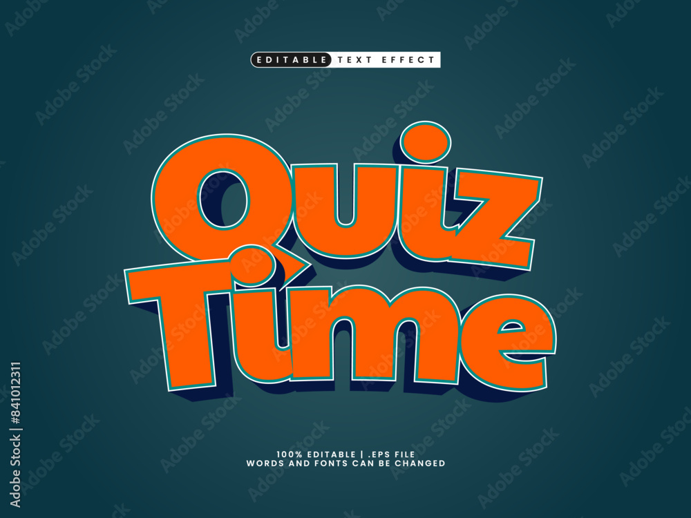 quiz time editable text effect in simple and modern text style Stock ...