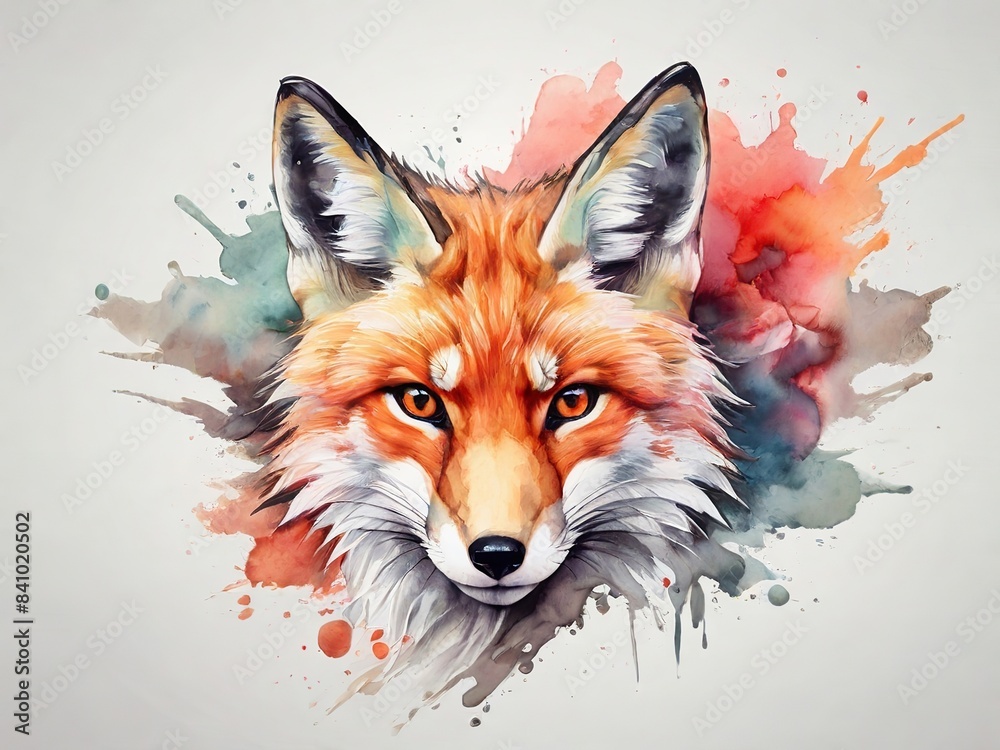 colorful fox face logo facing forward with monochrome background Stock ...