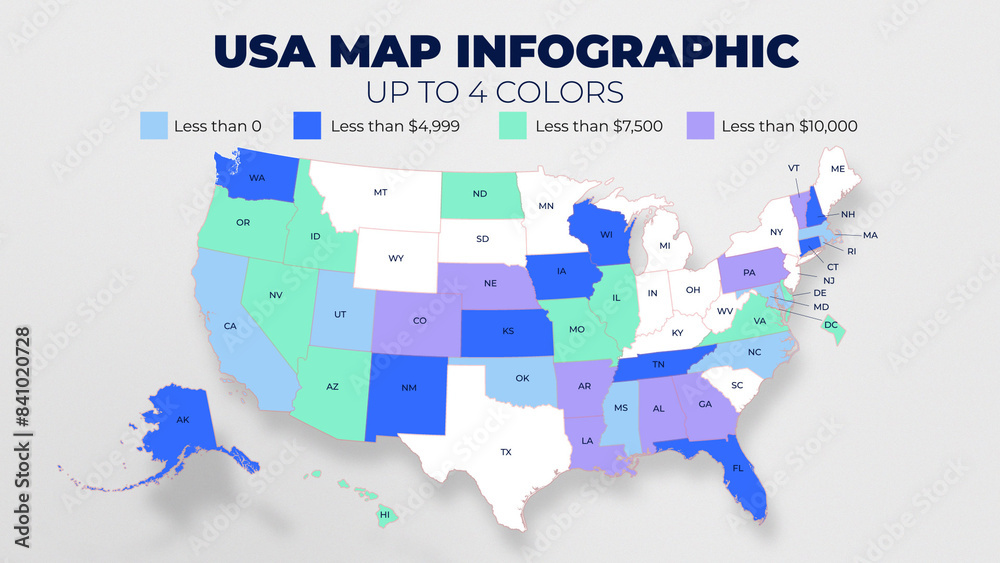 Four Color USA Map Infographic สต็อกเทมเพลต | Adobe Stock