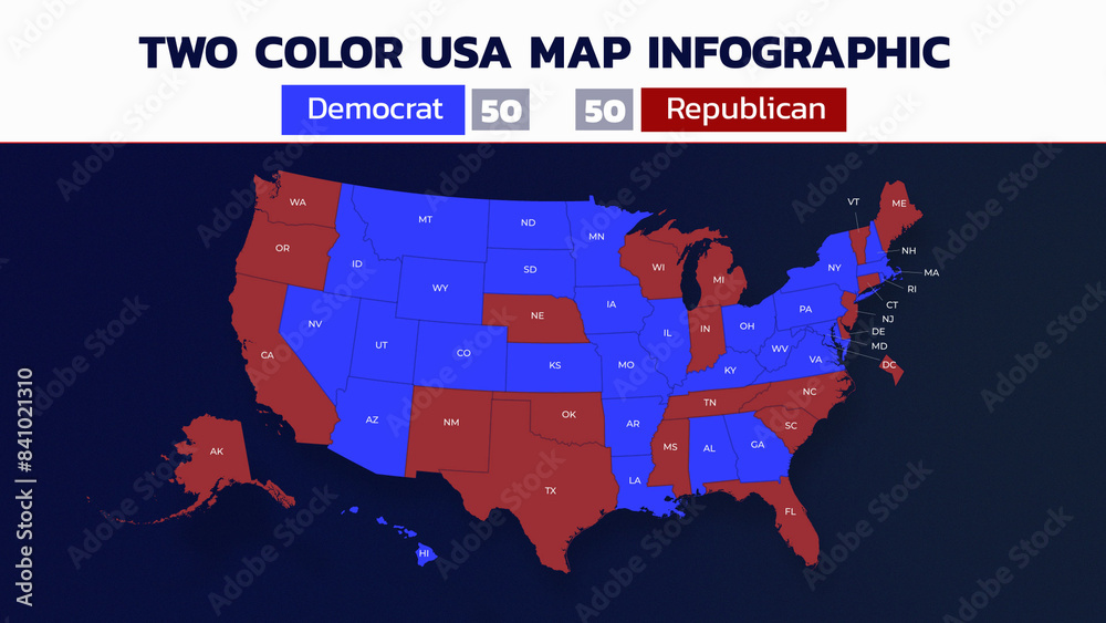 Modelo de Two Color USA Map Infographic do Stock | Adobe Stock