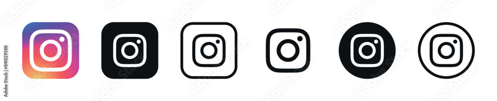 Instagram icon collection. Instagram logo set in different shape on ...