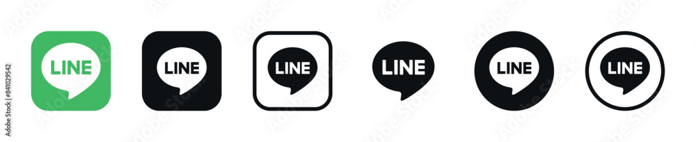 Line icon collection. Line logo set in different shape on transparent ...