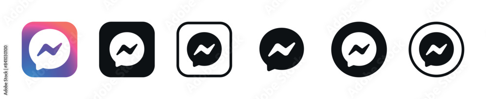 Vetor de Messenger icon collection. Messenger logo set in different ...