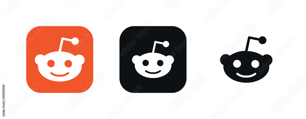 Reddit icon collection. Reddit logo set in different shape on ...