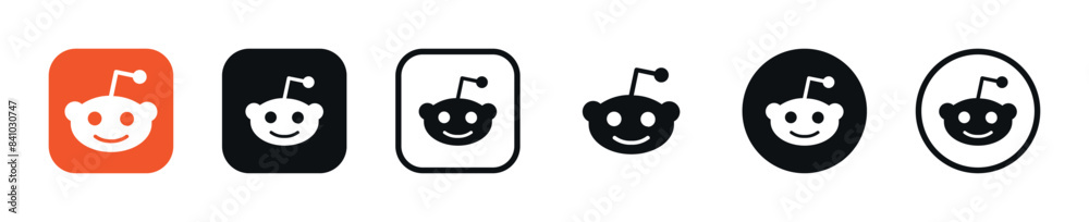 Reddit icon collection. Reddit logo set in different shape on ...