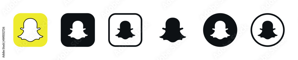 Snapchat icon collection. Snapchat logo set in different shape on ...